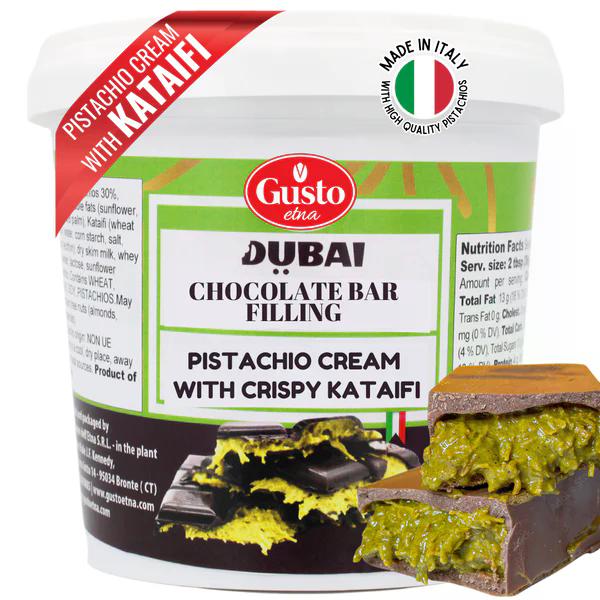 Gusto Dubai Chocolate Cream Pistacchio w/ Crispy Kataifi 1 Kg – Origini ...
